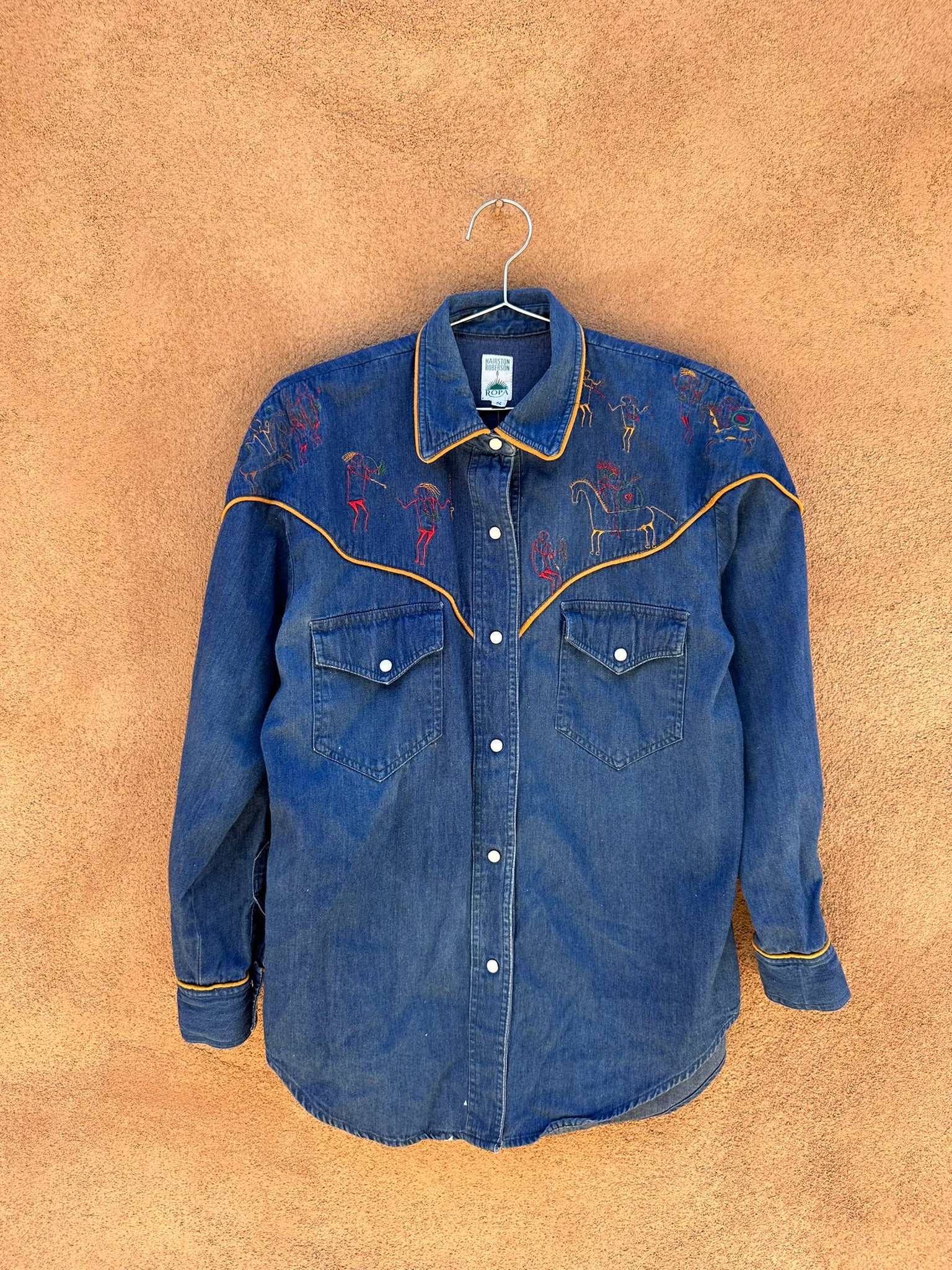 Vintage Hairston Roberson Cavepainting Denim Cowgirl Blouse – DESERT ...