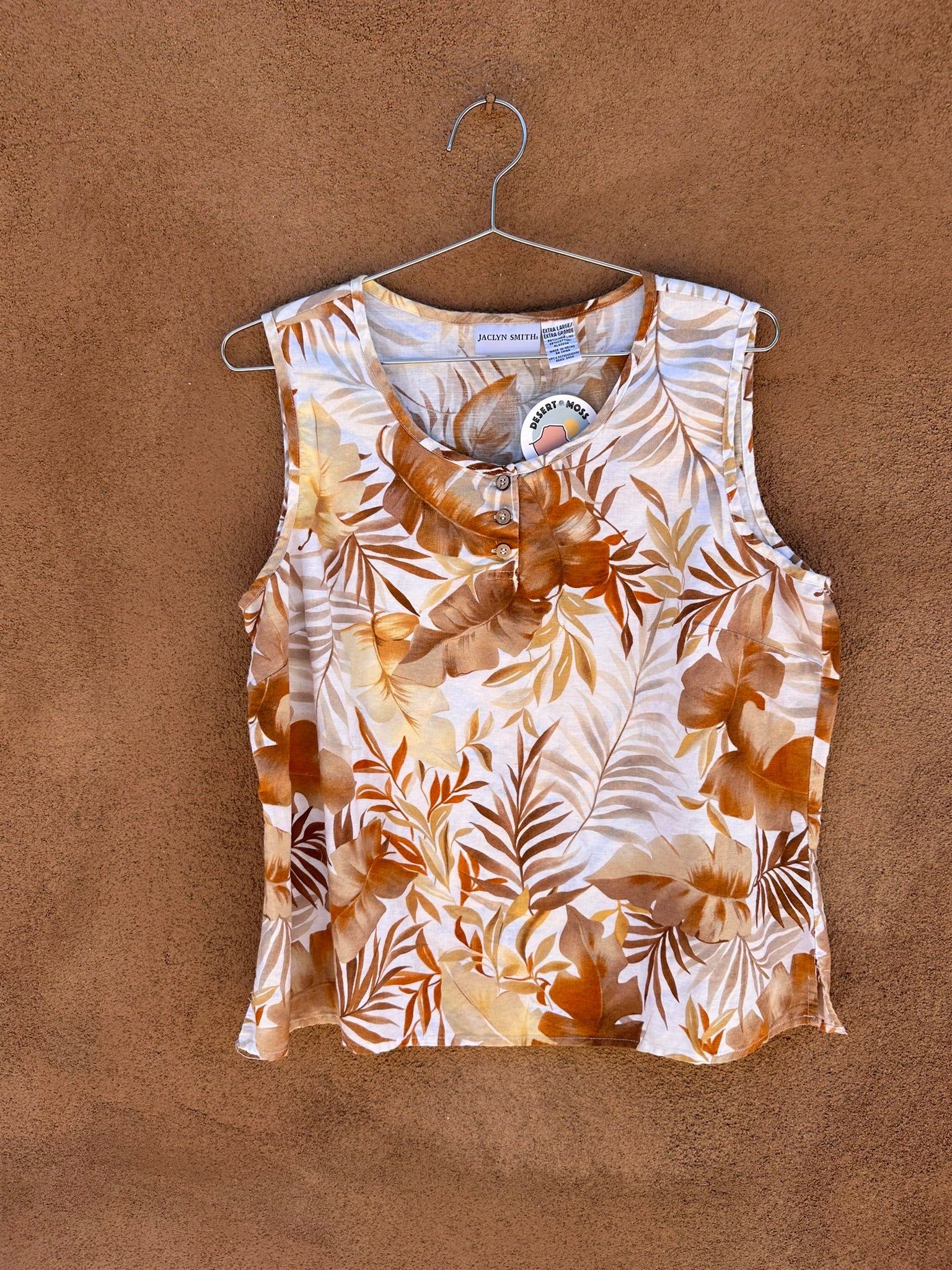 Vintage Jaclyn Smith Island Theme Tank – DESERT MOSS VINTAGE