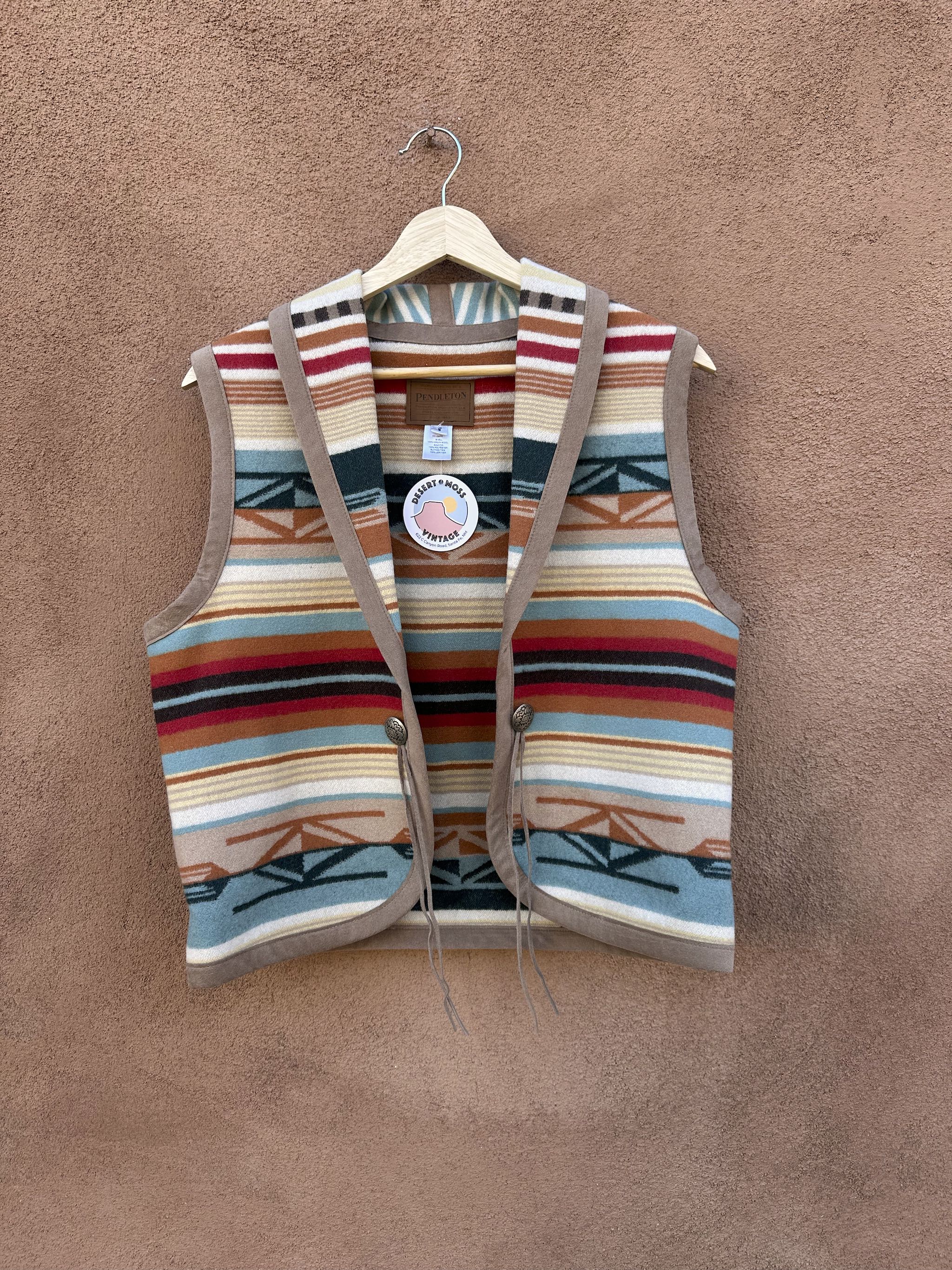 Vintage Southwest Stripe Pendleton Wool Vest with Conchos – DESERT MOSS ...