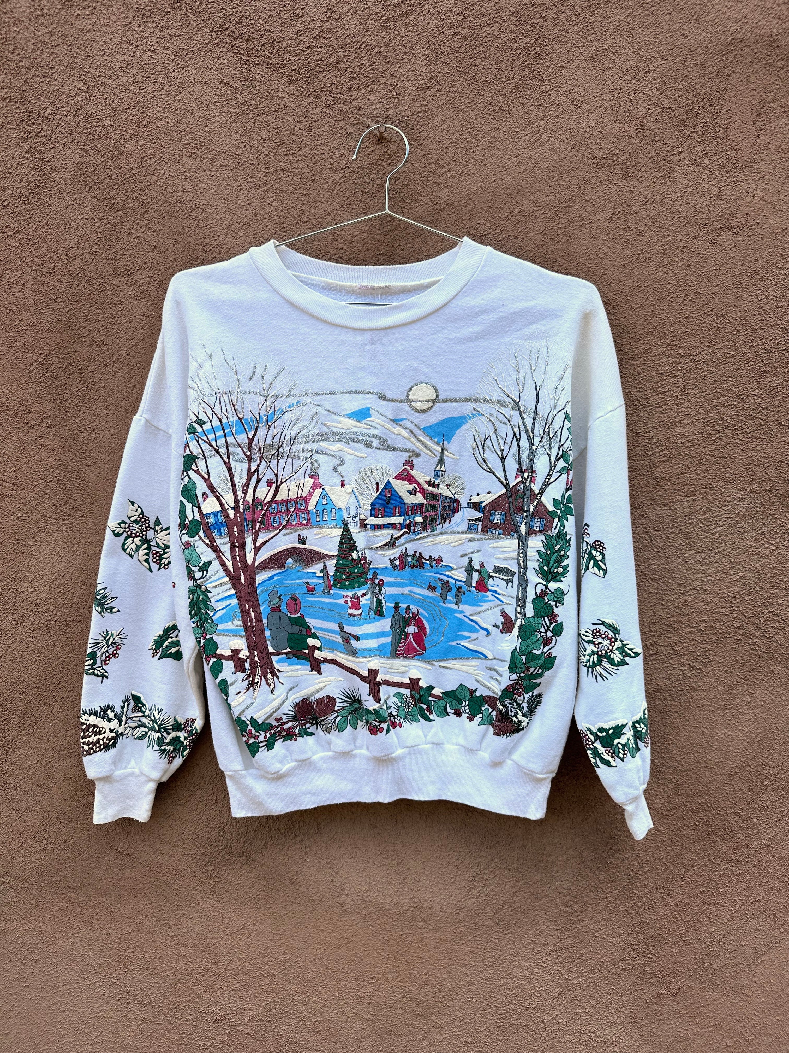Vintage Ice Skating Winter Scene Sweatshirt – DESERT MOSS VINTAGE
