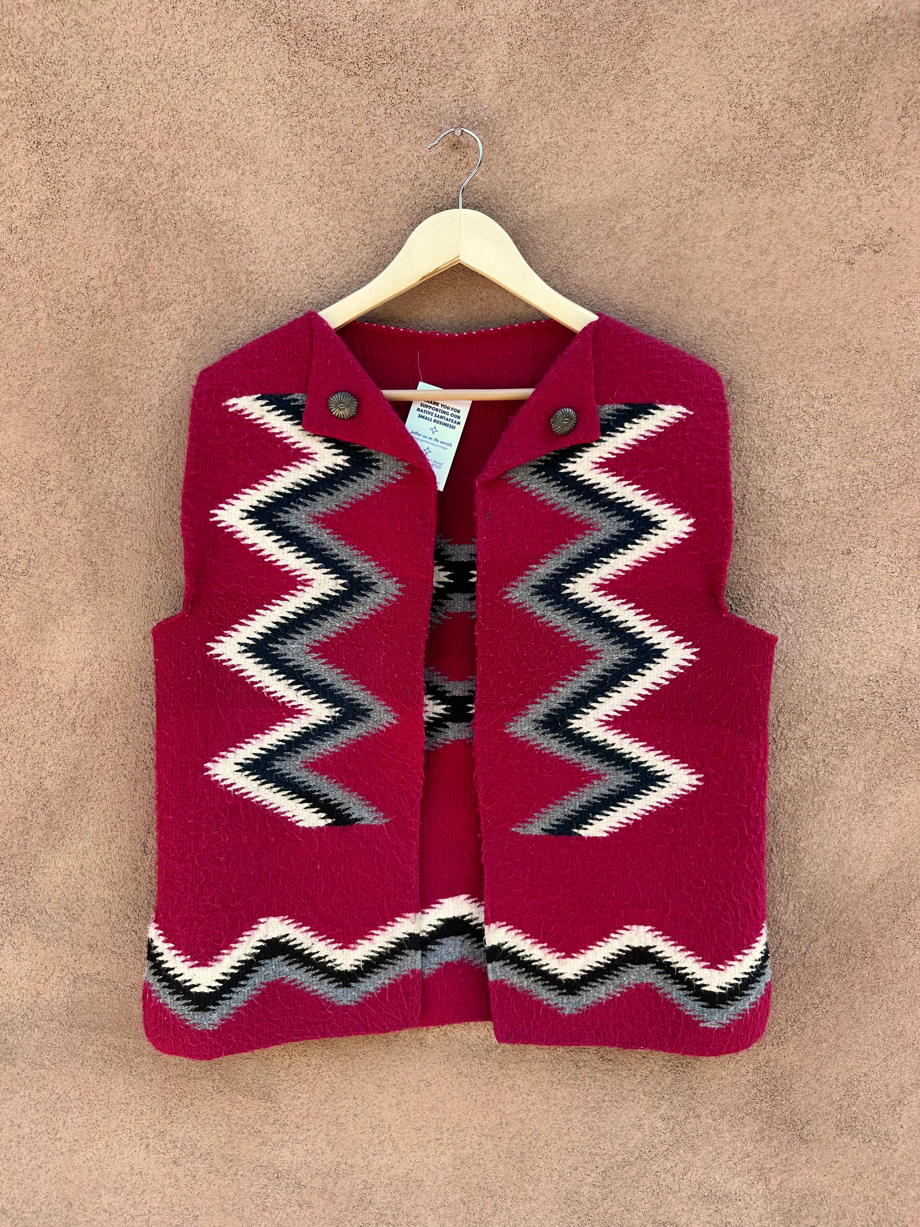 Vintage Red Chimayo Style Southwest Vest with Conchos – DESERT MOSS VINTAGE