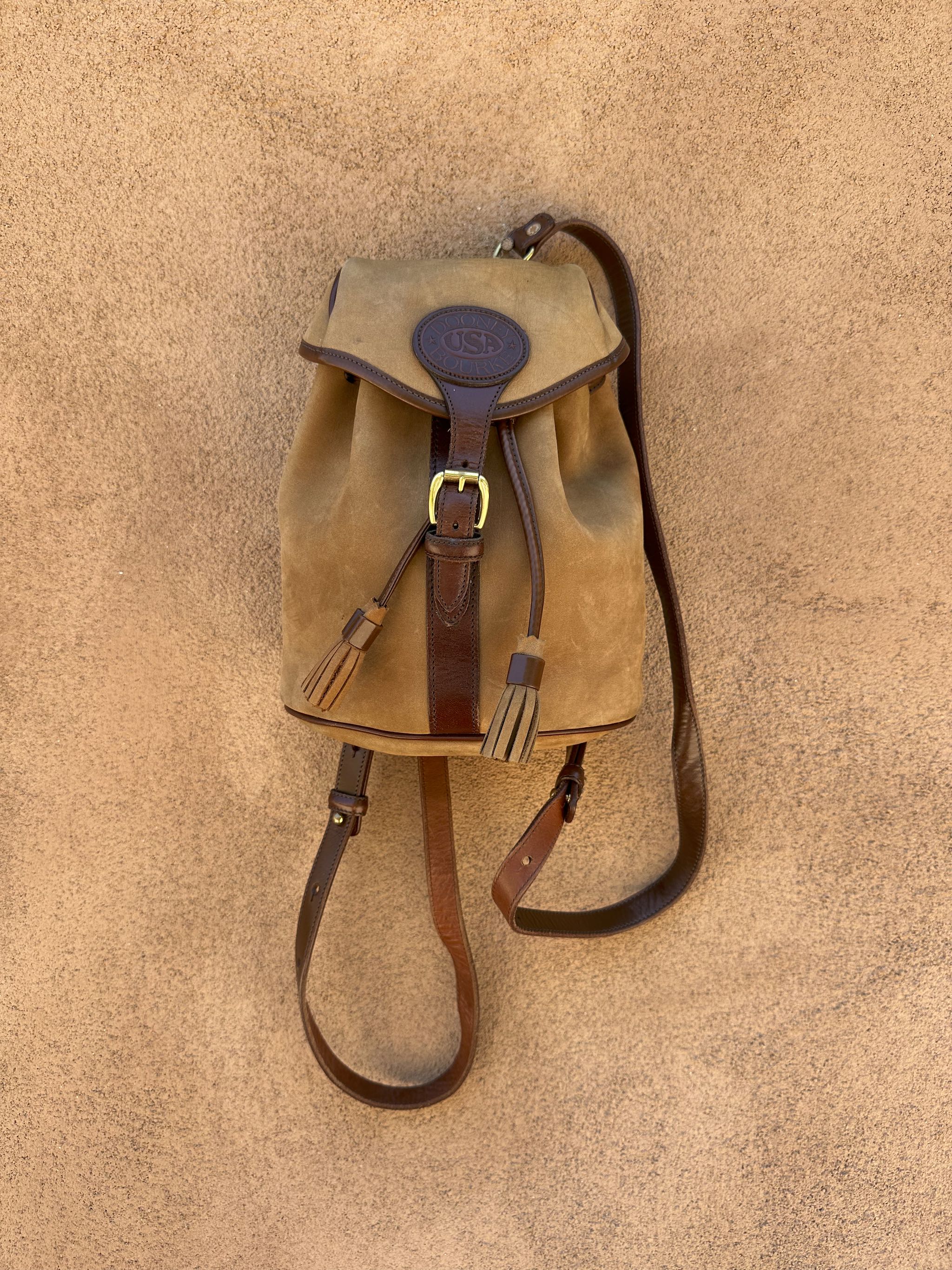 Vintage Dooney & Bourke Brown Suede Backpack – DESERT MOSS VINTAGE