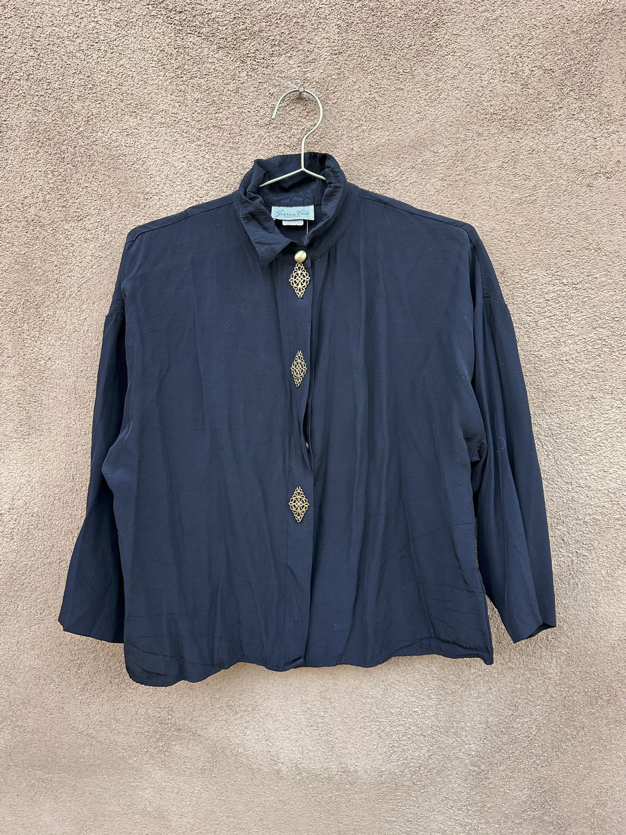 Vintage Jessica Cole Satin Blouse with Brass Pins – DESERT MOSS VINTAGE