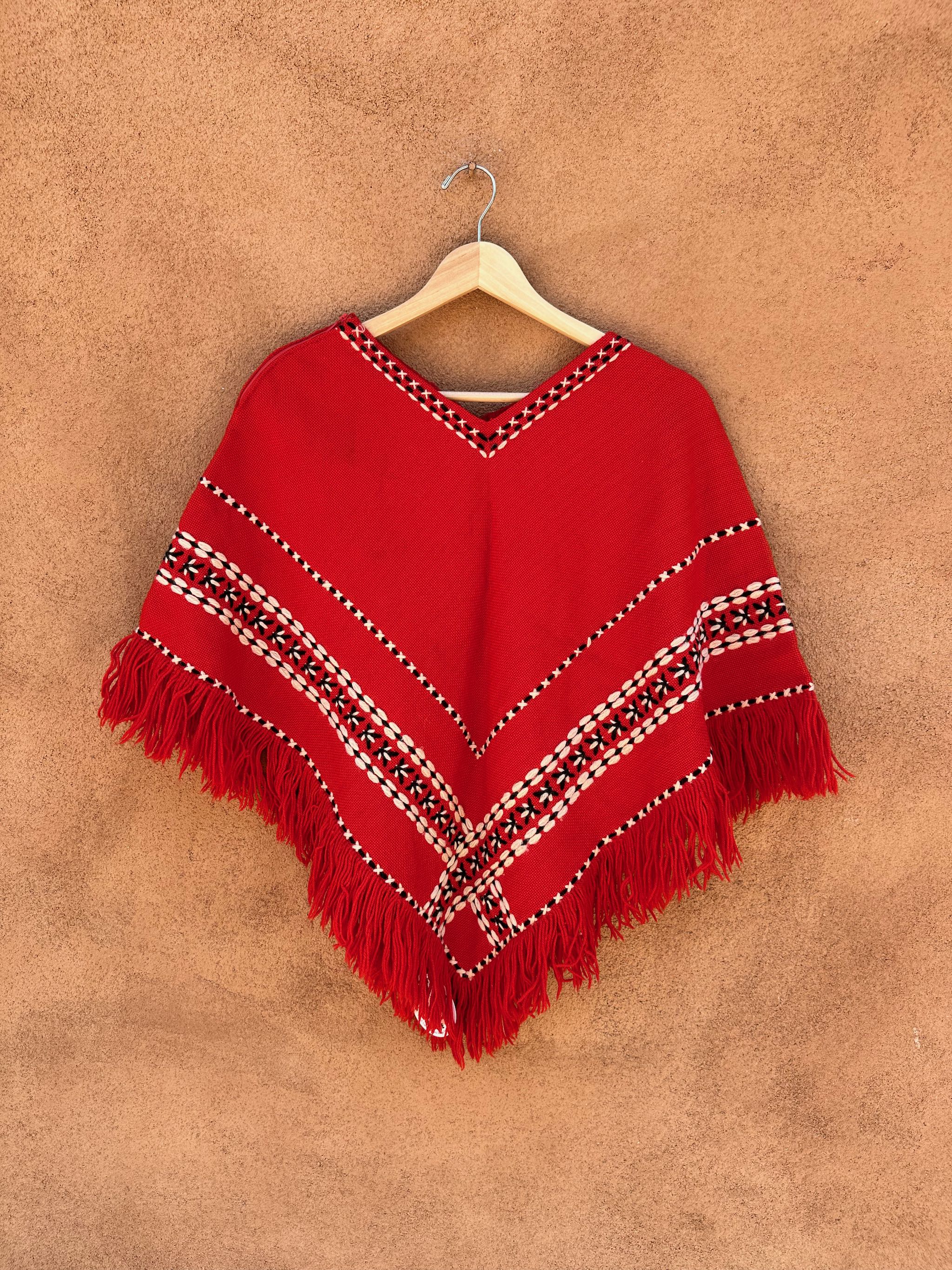 Vintage 1940's Red Embroidered Wool Poncho - Portugal – DESERT MOSS VINTAGE