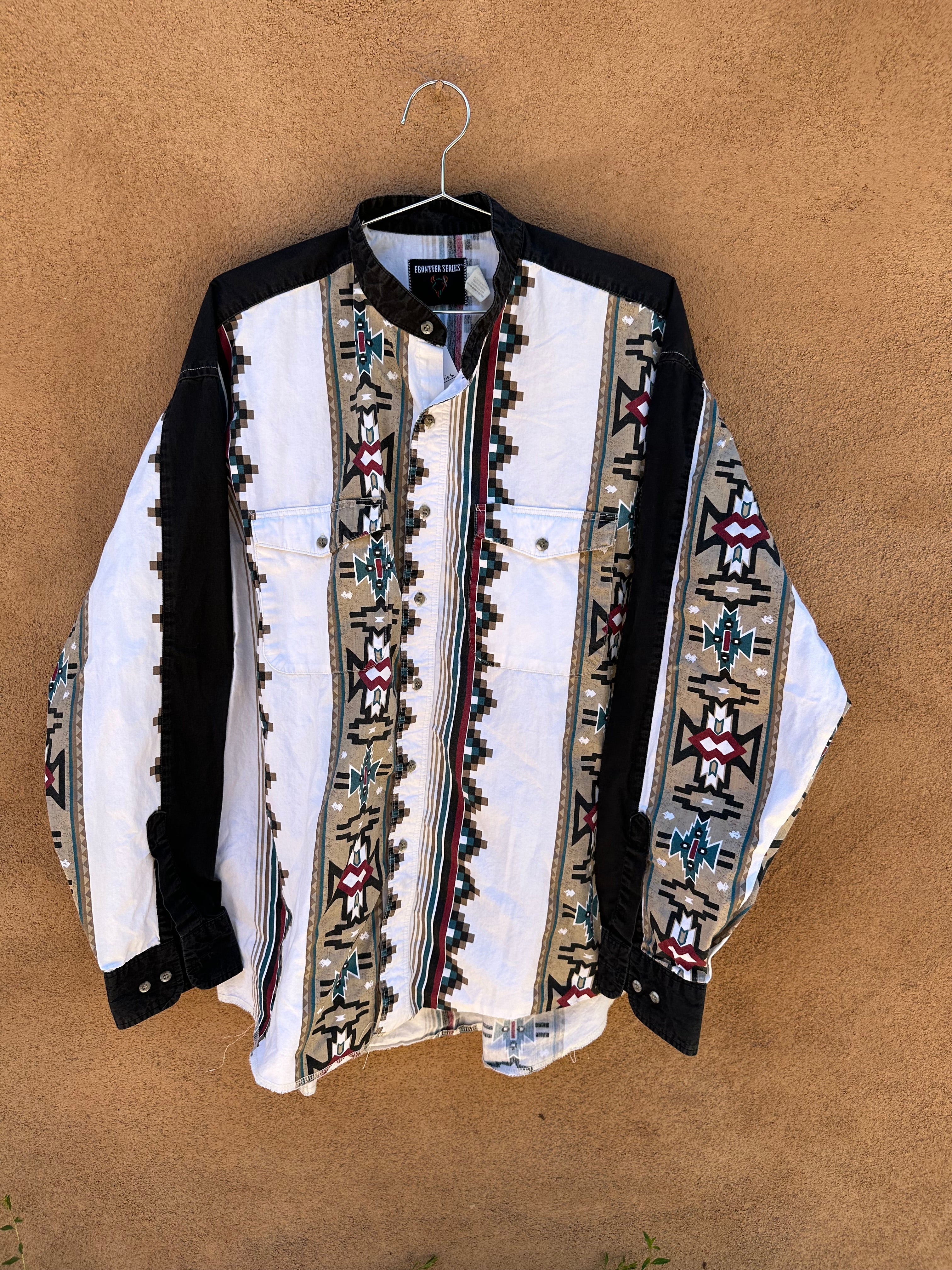 Vintage Frontier Series Southwestern Style Shirt with Standing Collar ...