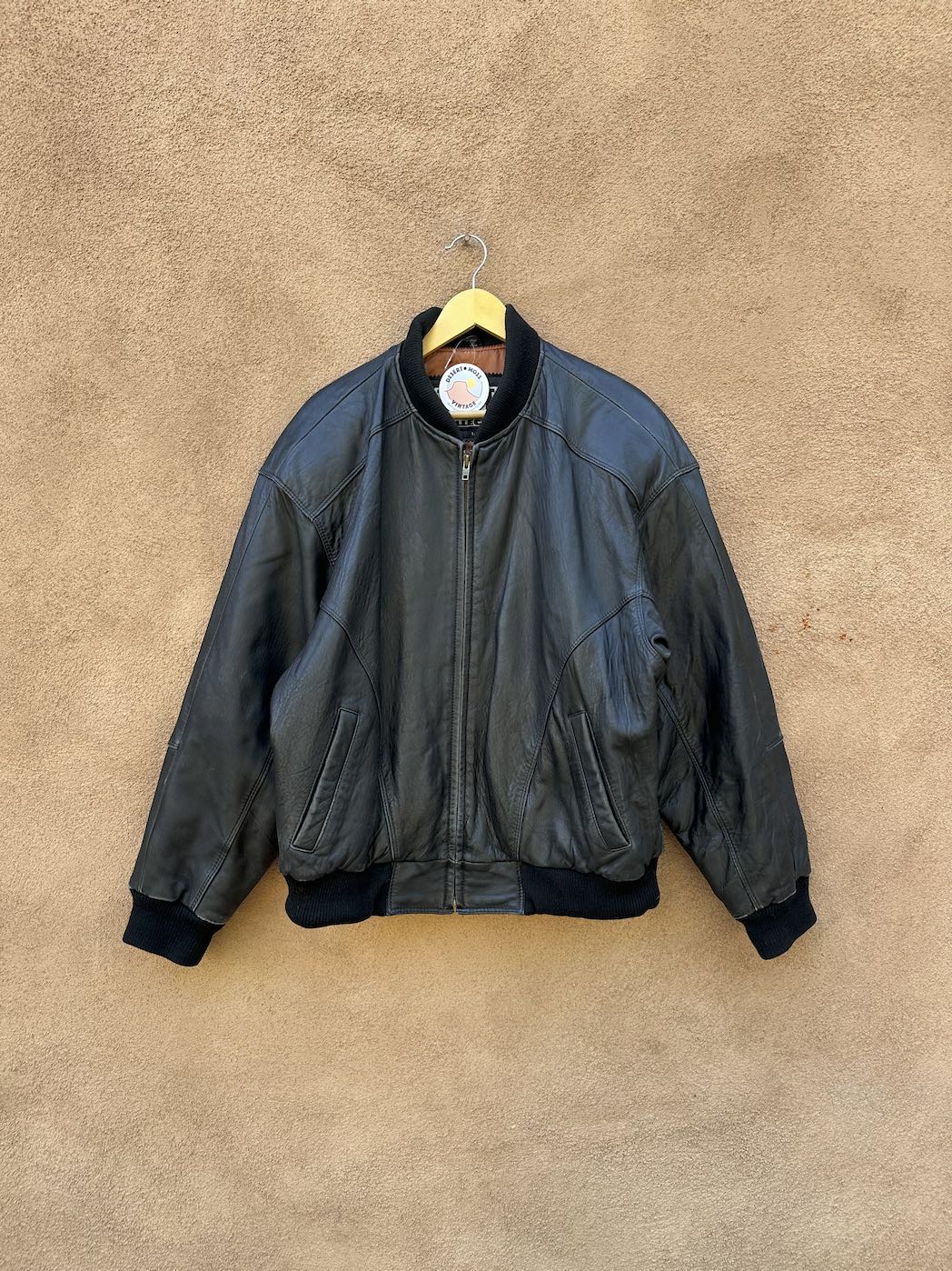 Vintage 90's IOU Leather Collection Black Leather Bomber – DESERT MOSS ...