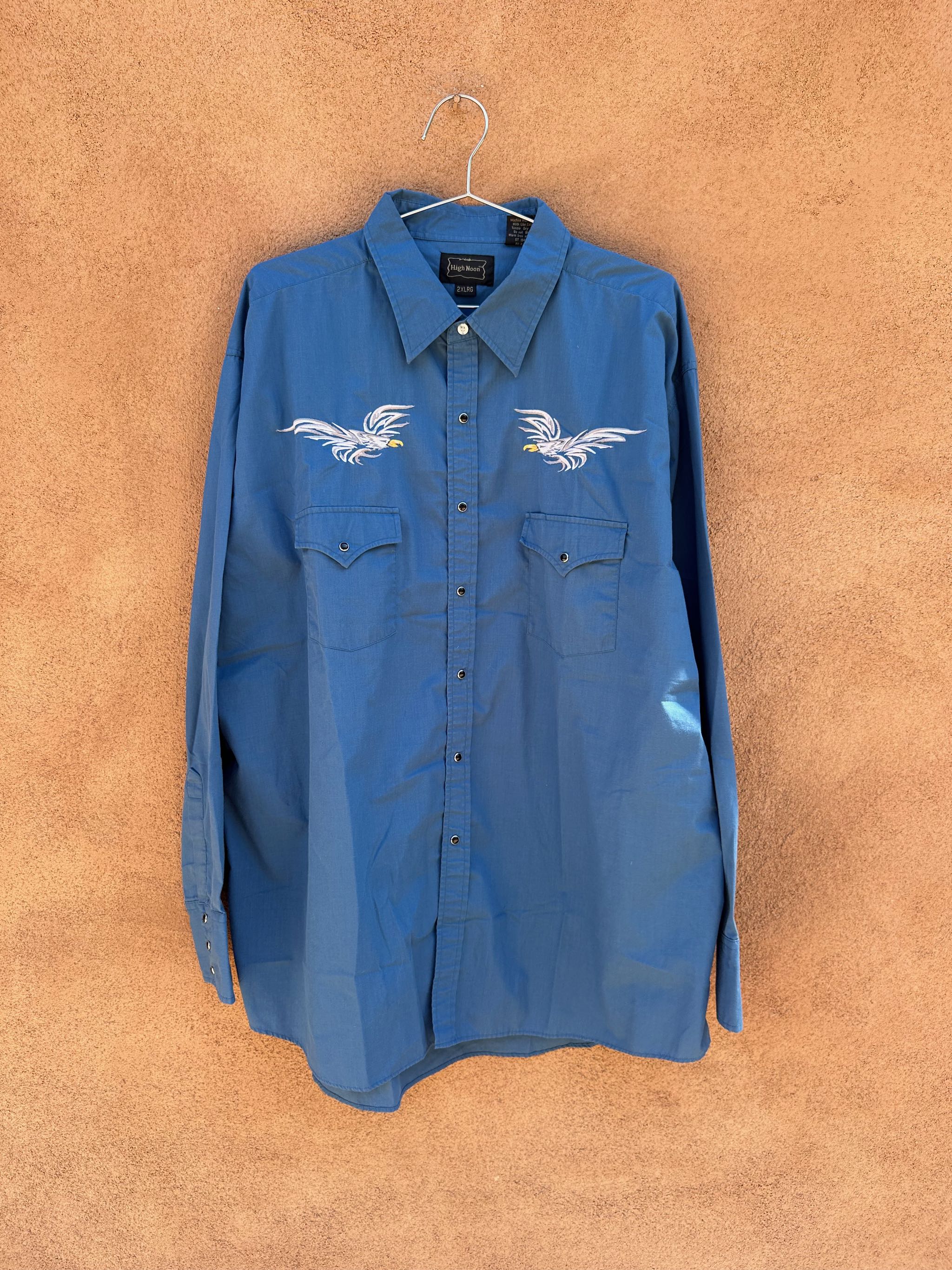 Vintage Blue High Noon Eagle Embroidery Western Shirt – DESERT MOSS VINTAGE