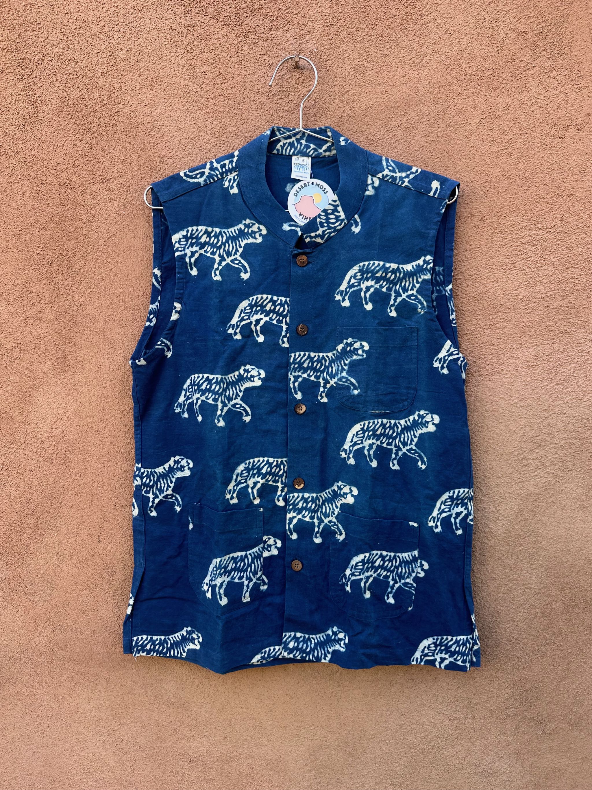 Vintage Sleeveless Batik Tiger Blouse – DESERT MOSS VINTAGE