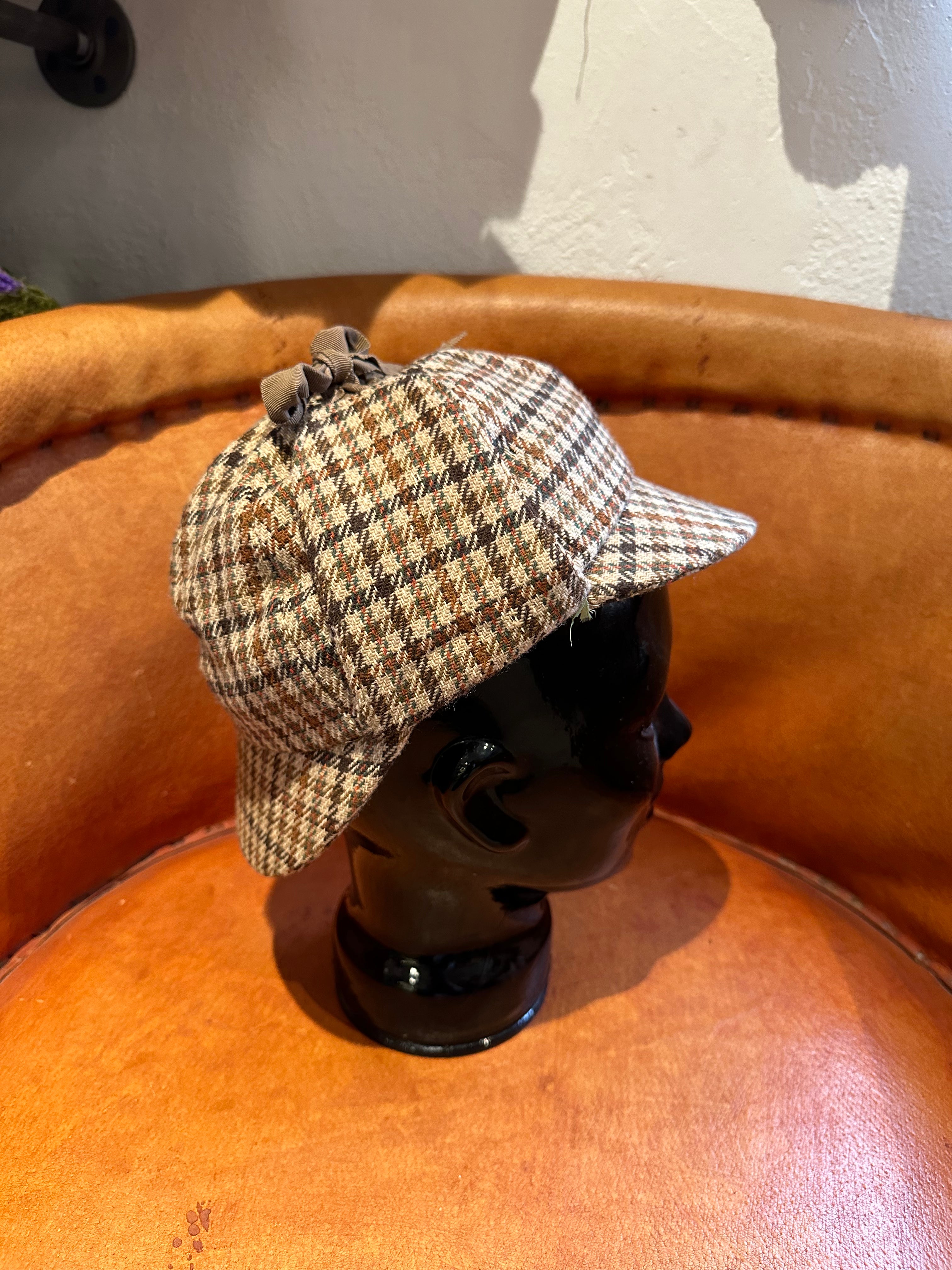Vintage 1940's Deerstalker "Sherlock Holmes" Cap - Wool and Satin ...