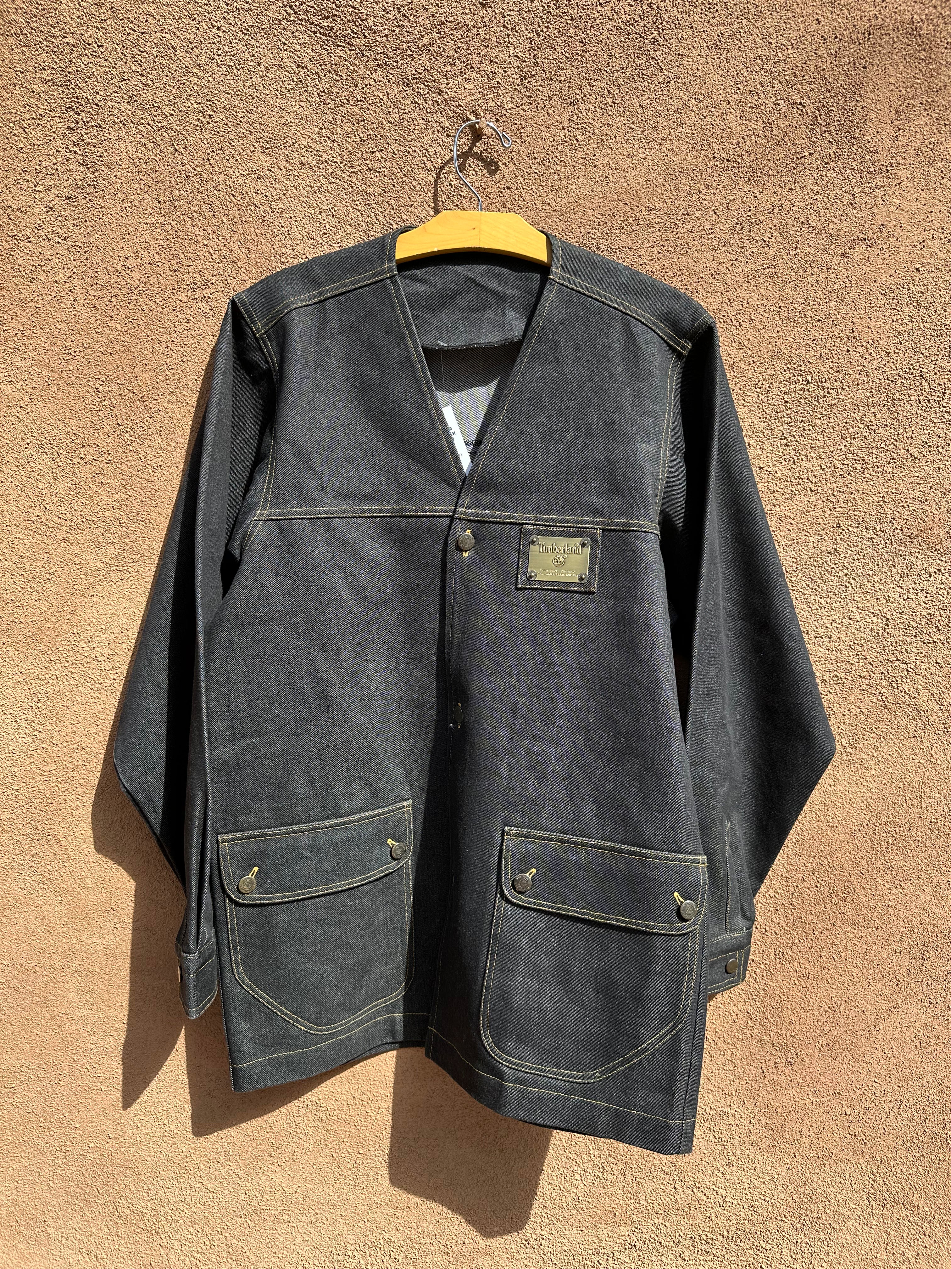 Timberland Dark Wash Denim Collarless Chore Coat – DESERT MOSS VINTAGE